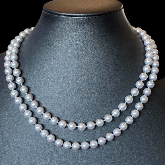 Kissaka | Jewelry | Vintage Kissaka Hand Knotted Faux Silver Gray Pearl ...